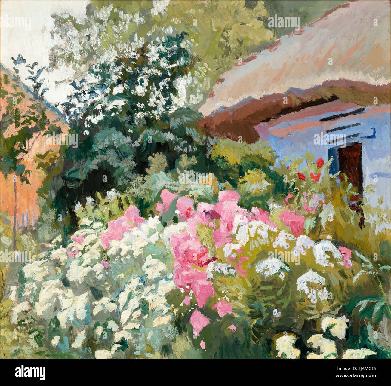 Flowers in Front of the Cottage Kamocki, Stanis AW (1875 1944 Stock ...