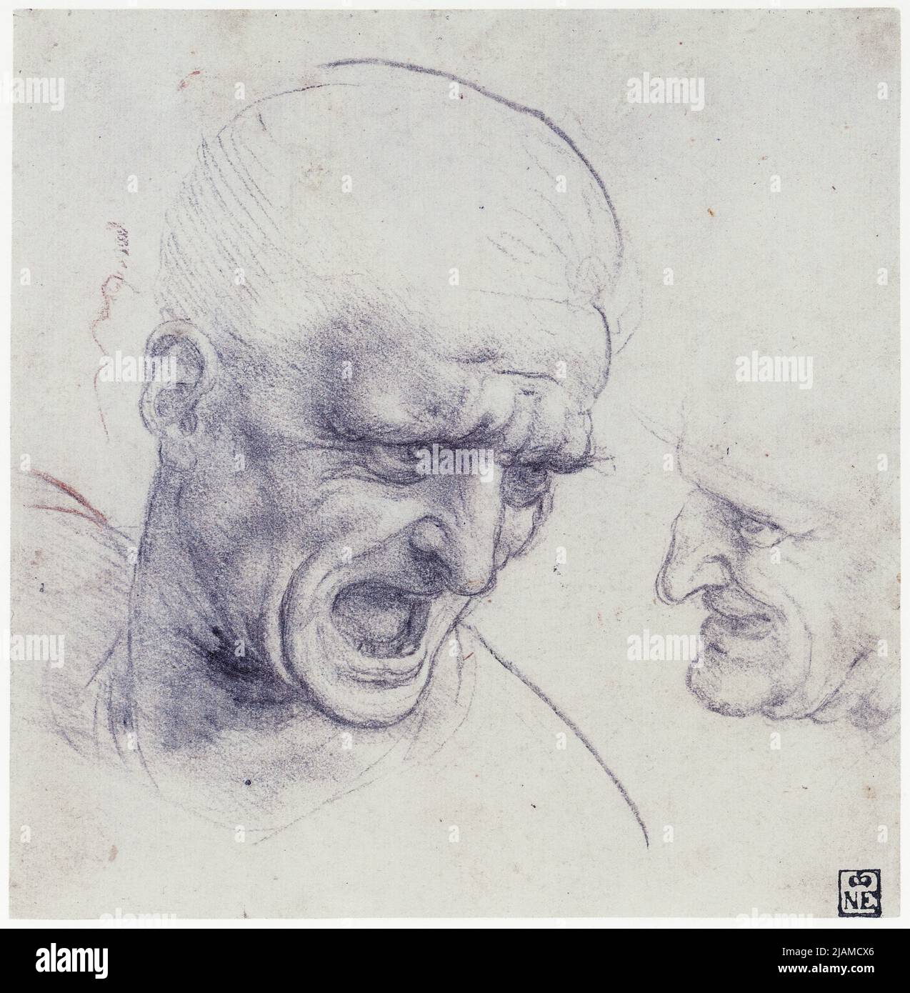 LEONARDO DA VINCI. STUDY OF A FACE FOR A WARRIOR IN THE BATTLE OF ...