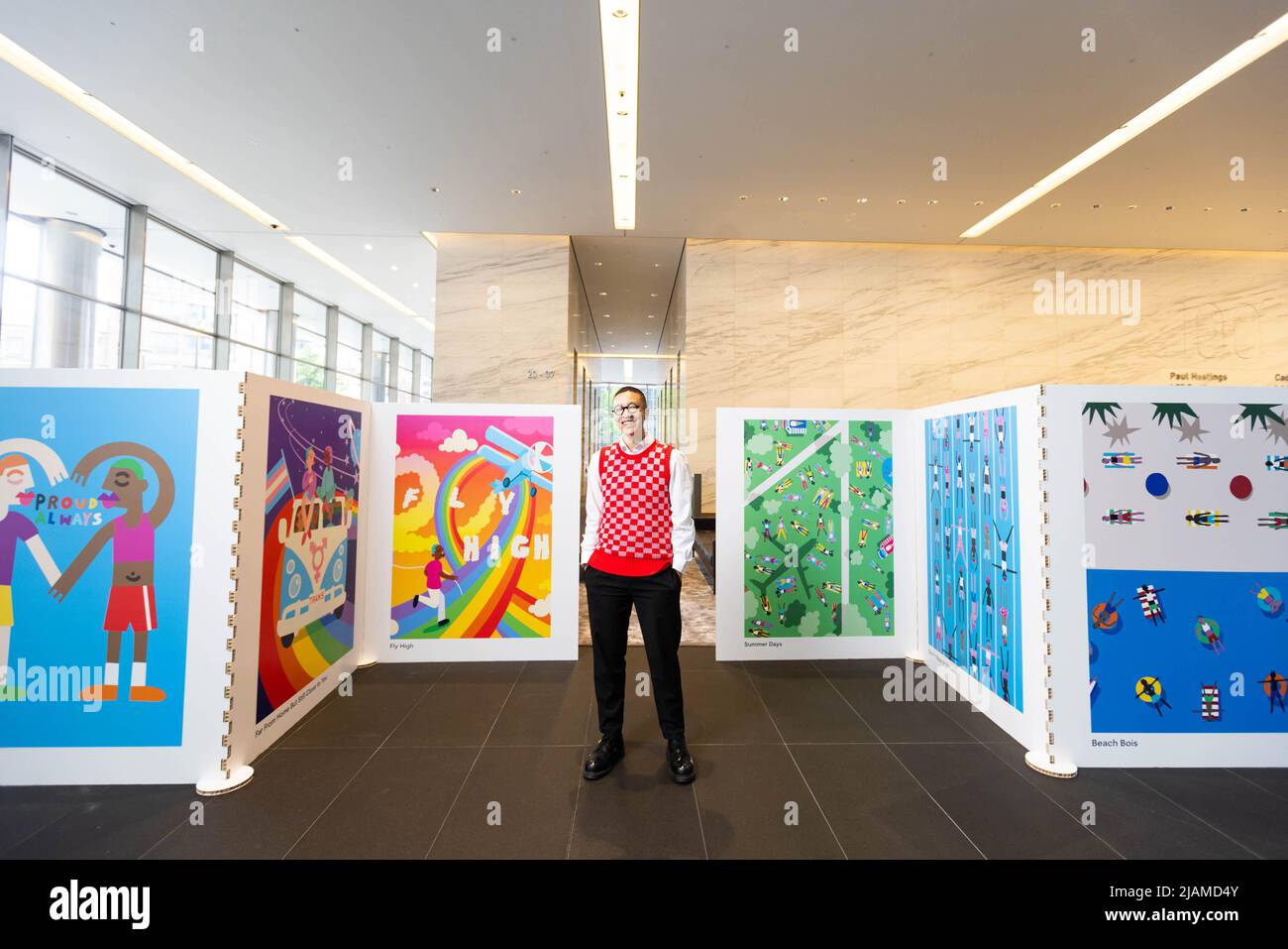 EDITORIAL USE ONLY Artist Ashton Attzs unveils their artwork at 100 ...