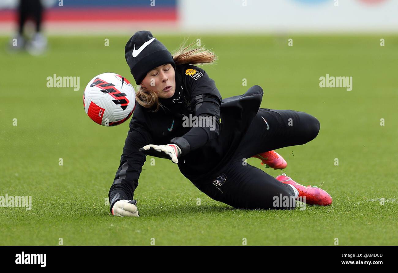 England goalkeeper Hannah Hampton during a training session at St ...
