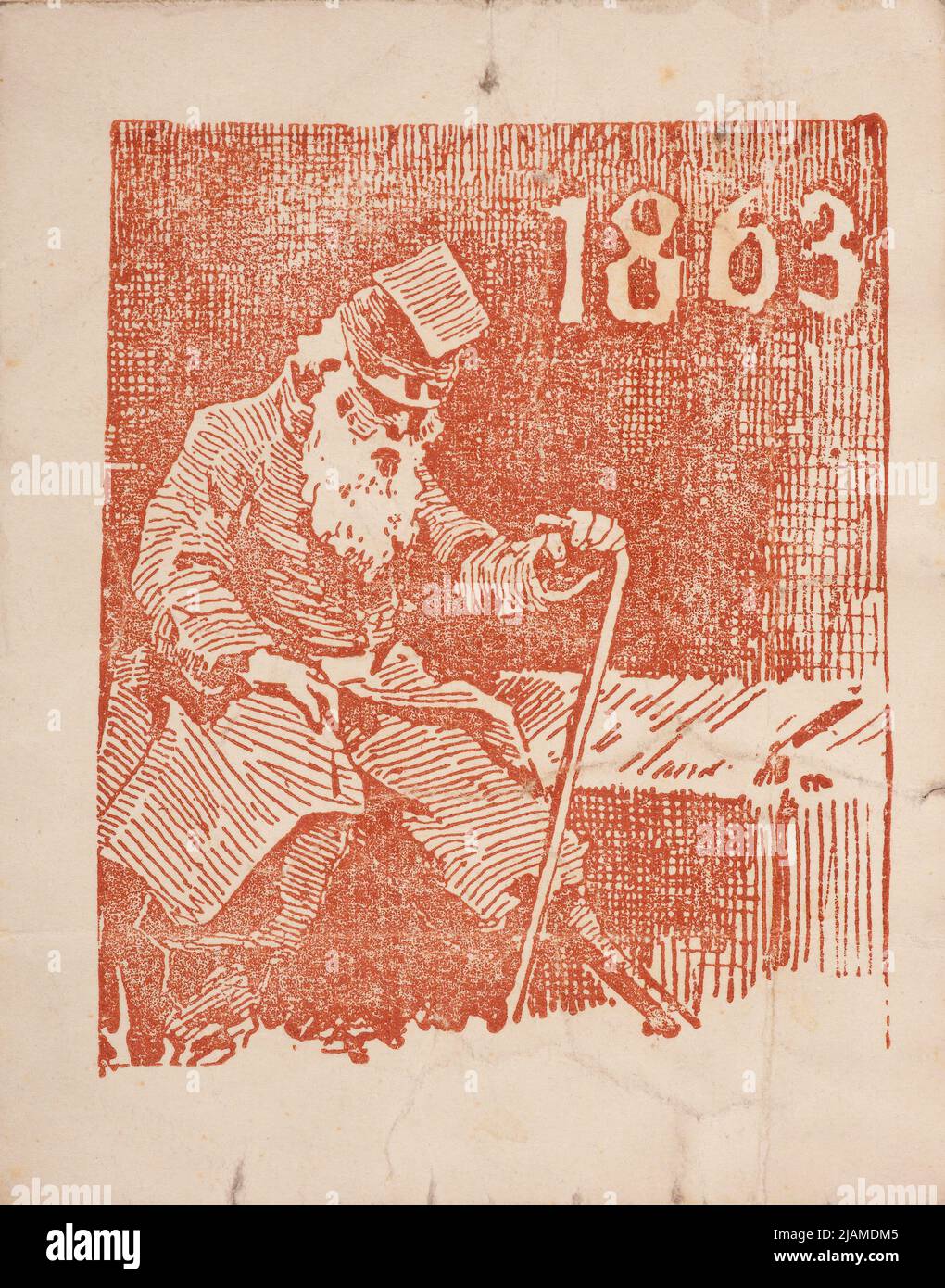 Paper badge To help disabled people of the year 1863 Stock Photo - Alamy