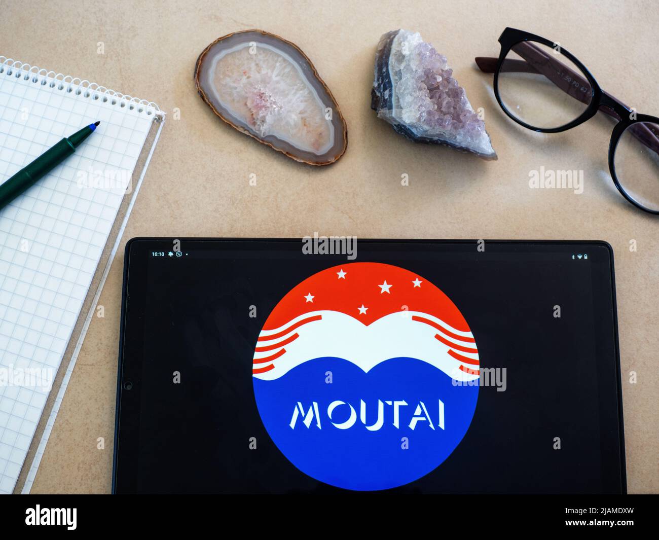 In this photo illustration, a Kweichow Moutai Company Limited logo seen ...