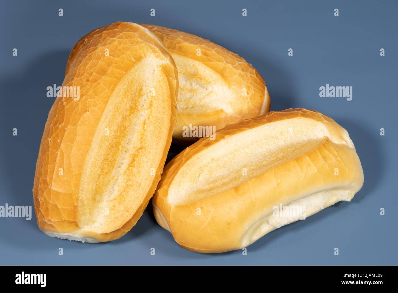 "French bread", traditional Brazilian bread in a blue background Stock ...
