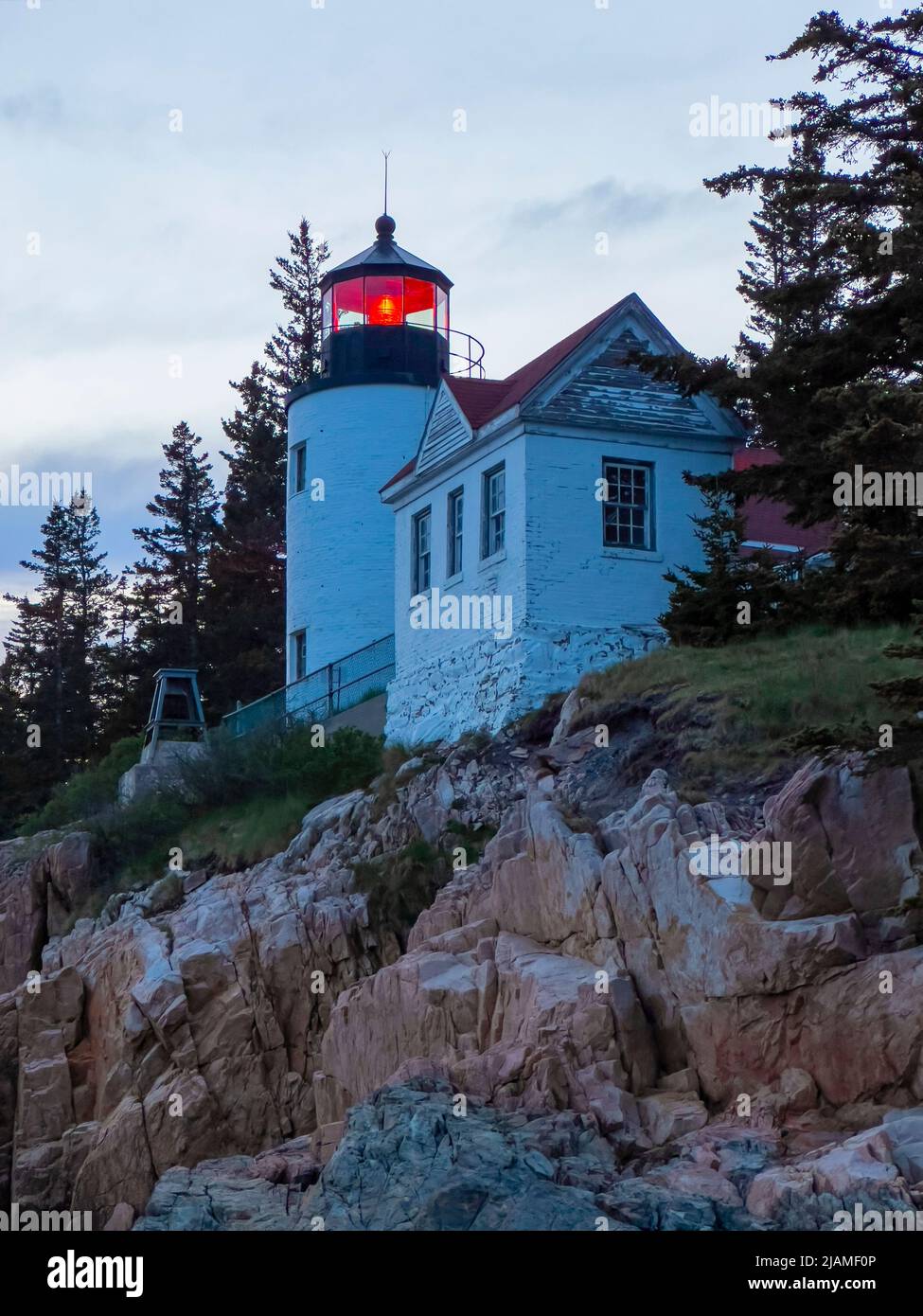 Bass Harbor Head Lighthouse at sunset at the southernmost of Mt Desert ...
