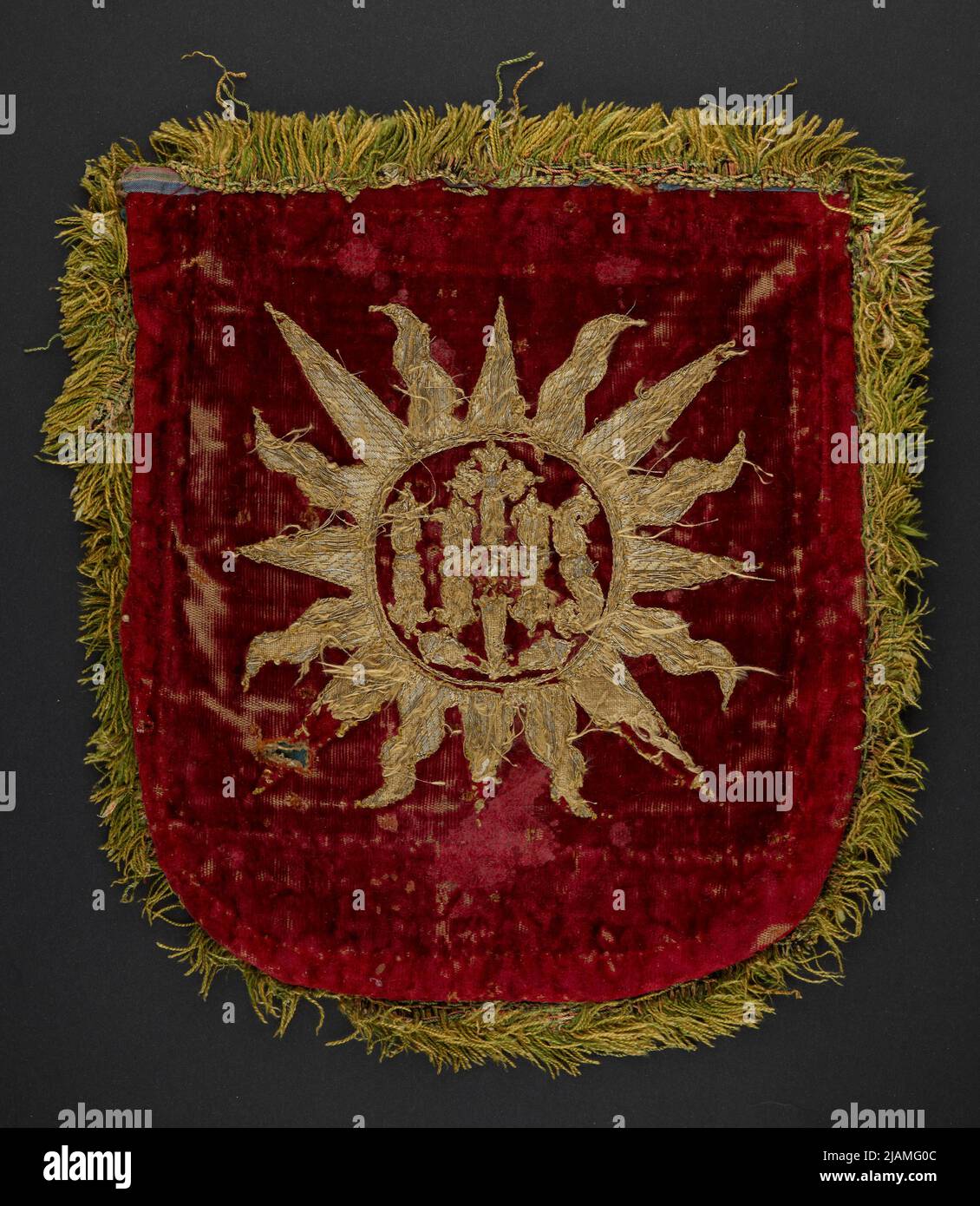 Top of embroidered burse, red, hierogram of Christ unknown Stock Photo ...