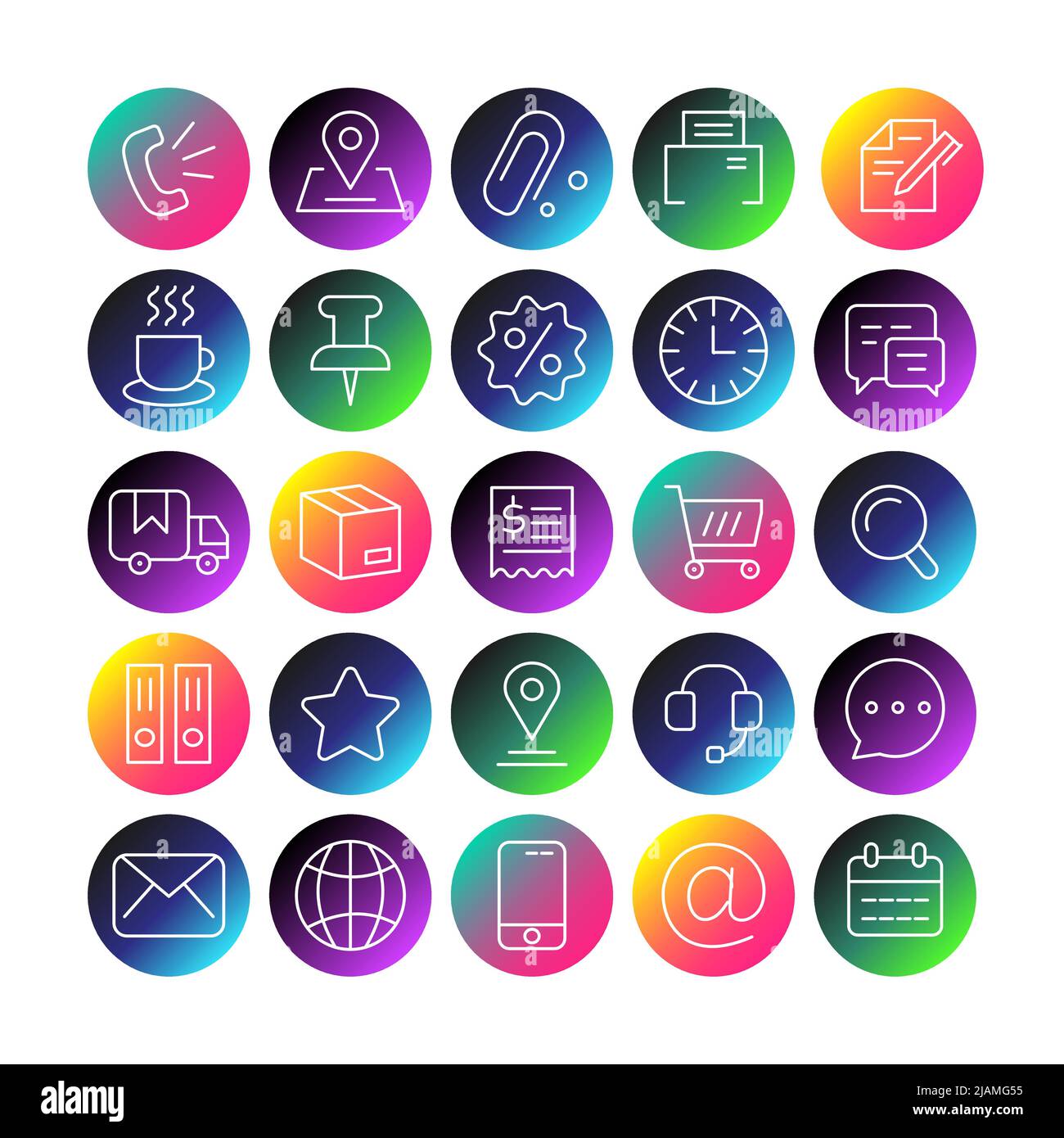Modern line business gradient website icon set. Vector illustration ...
