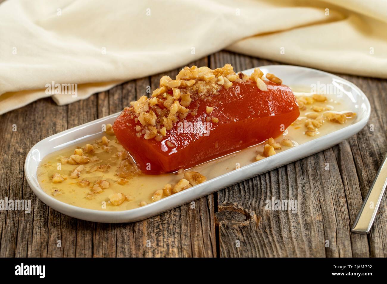 Pumpkin dessert. Traditional Turkish cuisine dessert. Pumpkin dessert ...