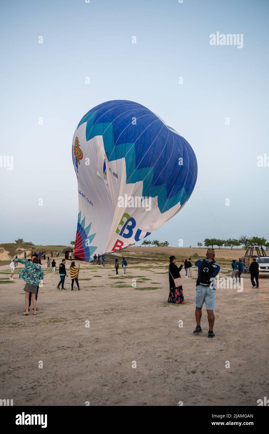 hot air balloon at start in Cappadocia Stock Photo - Alamy