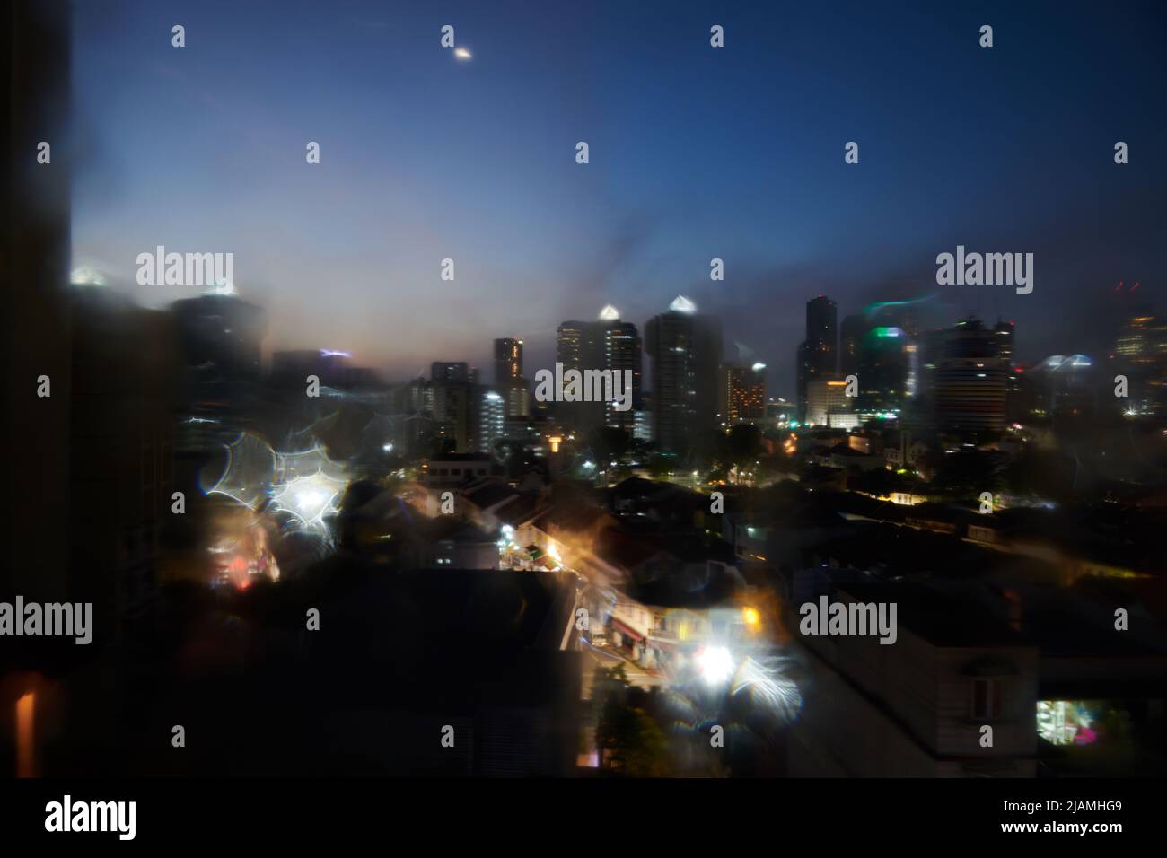 Morning dew waterdrops clearing from the windows as the sunrise is ...