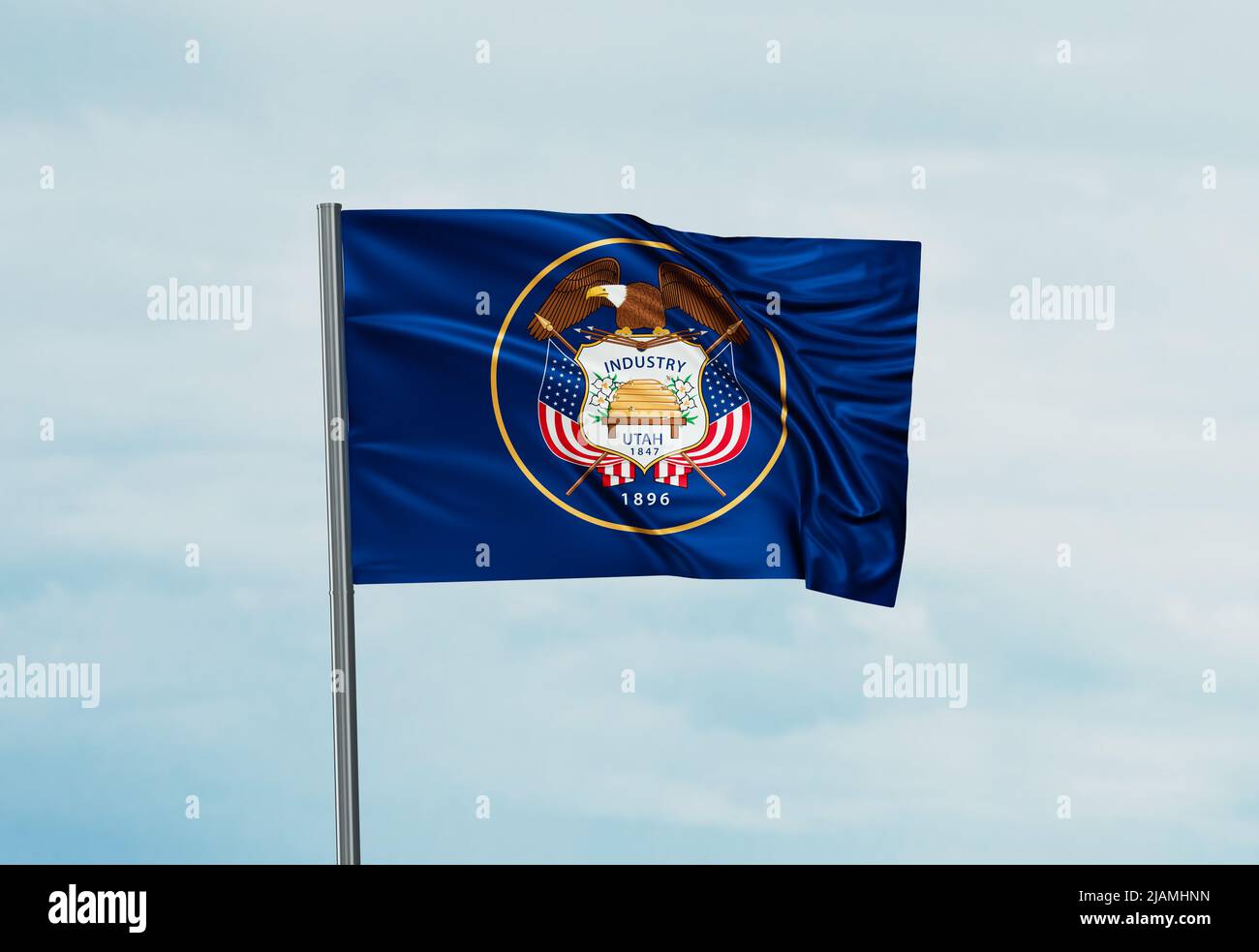 Utah flag waving in hi-res stock photography and images - Alamy