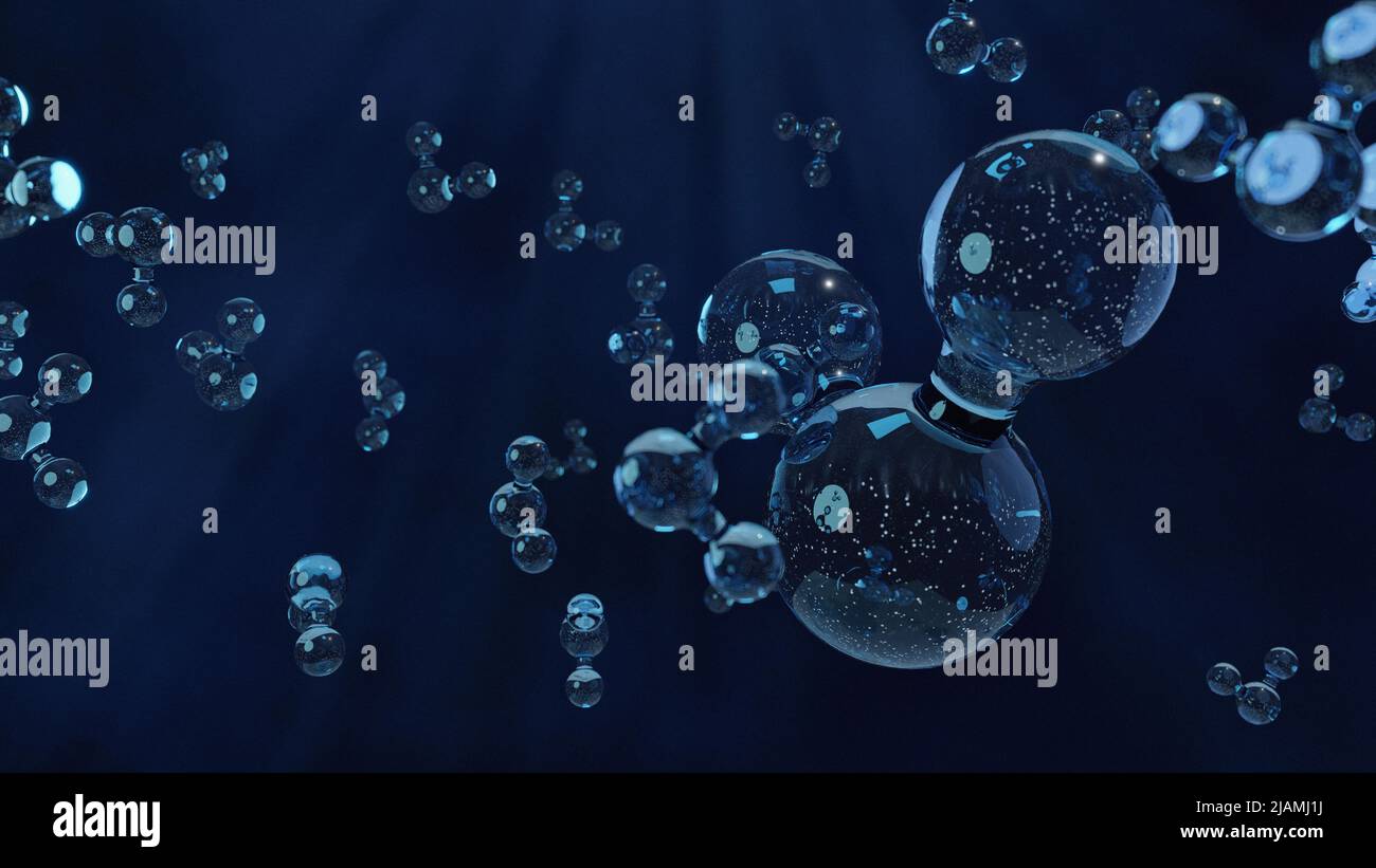 Macro bubbles of water molecules 3d Render Stock Photo - Alamy