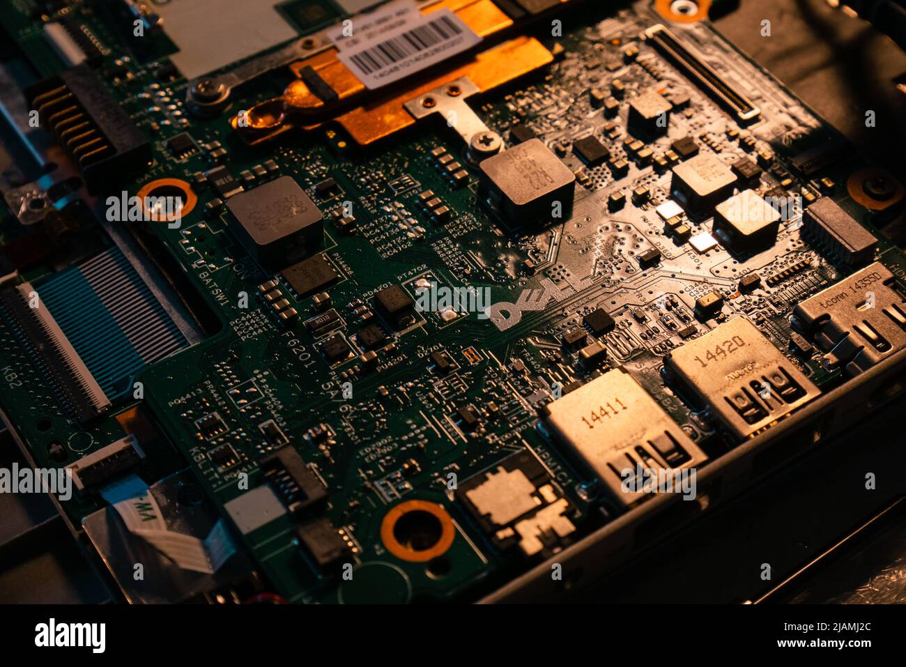 Inside a dell computer interior motherboard chips semi component Stock ...