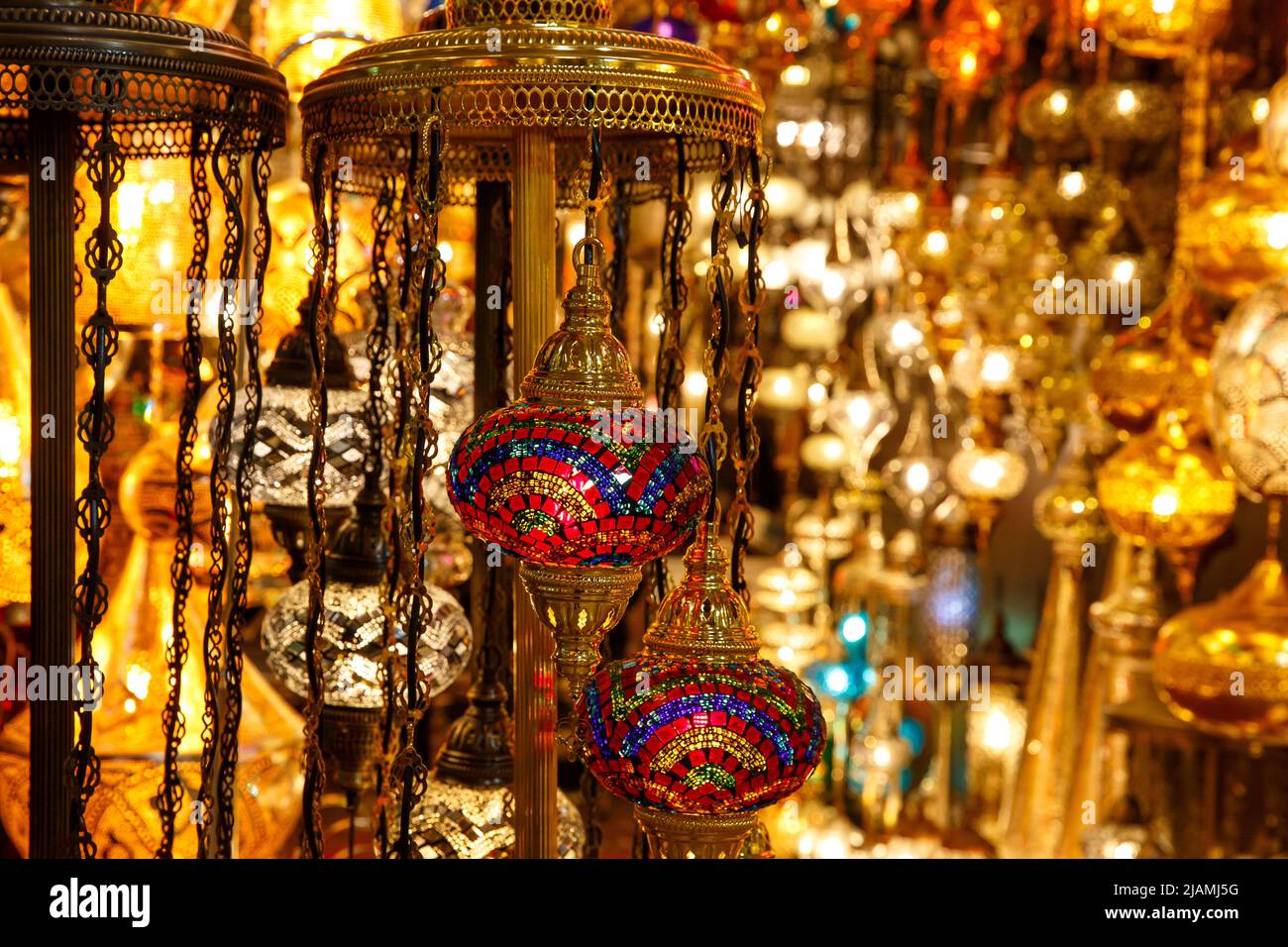 Stained glass lamps, and colorful oriental craft products in the ...