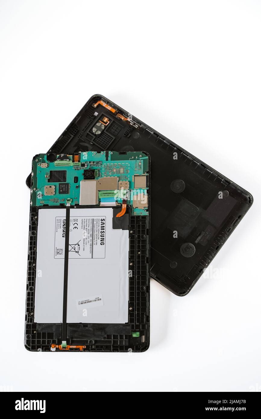 opened tablet showing electronics inside Stock Photo - Alamy