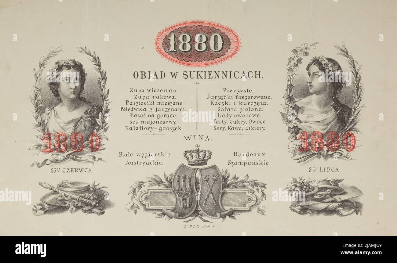 Menu: Dinner in the Sukiennice (Cloth Hall) in 1880 Salb, Marcin (Fl ...