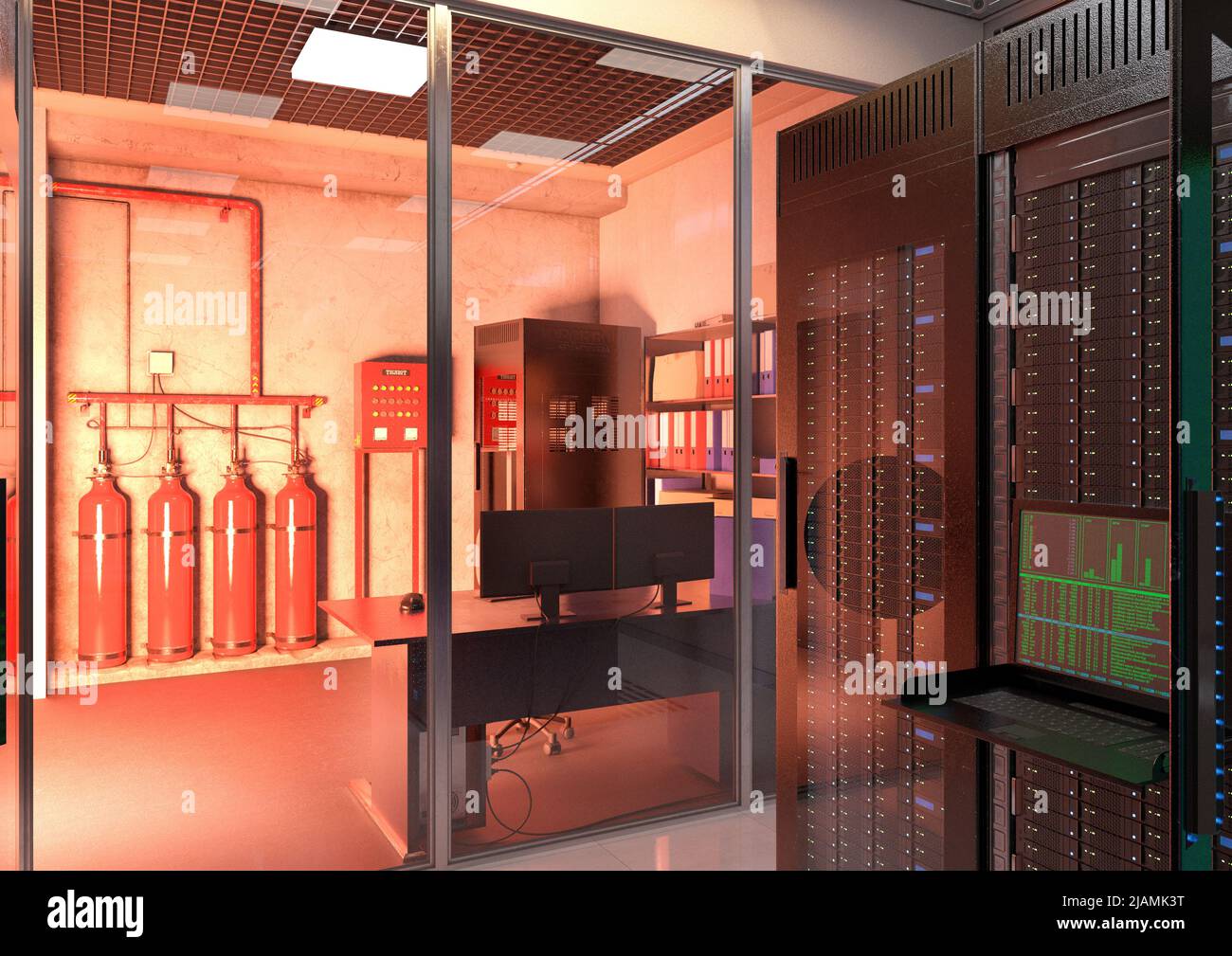 3D rendering of a server room interior Stock Photo - Alamy