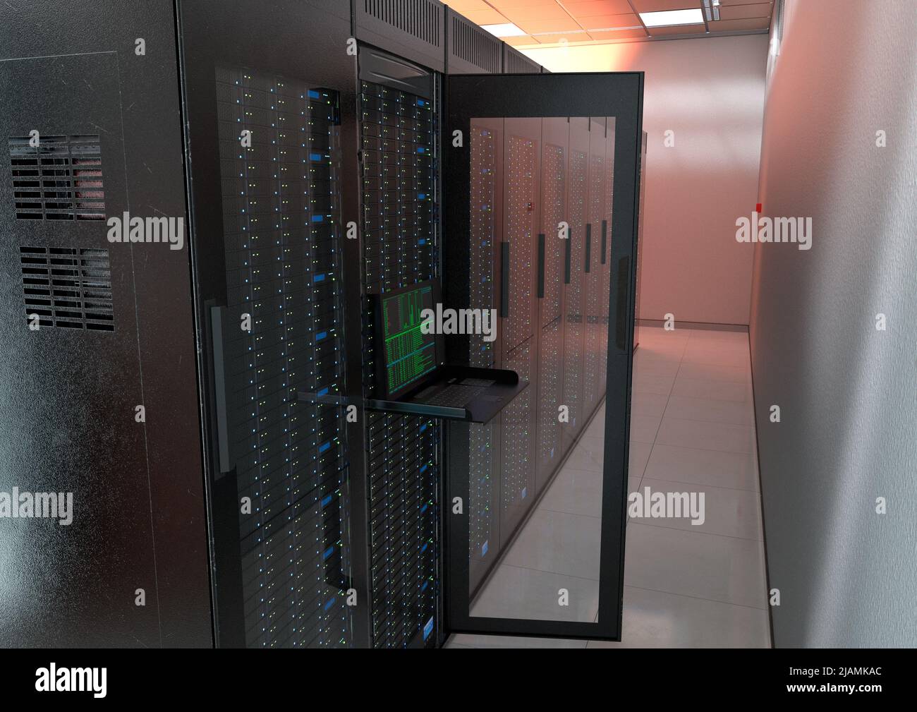 3D rendering of a server room interior Stock Photo - Alamy