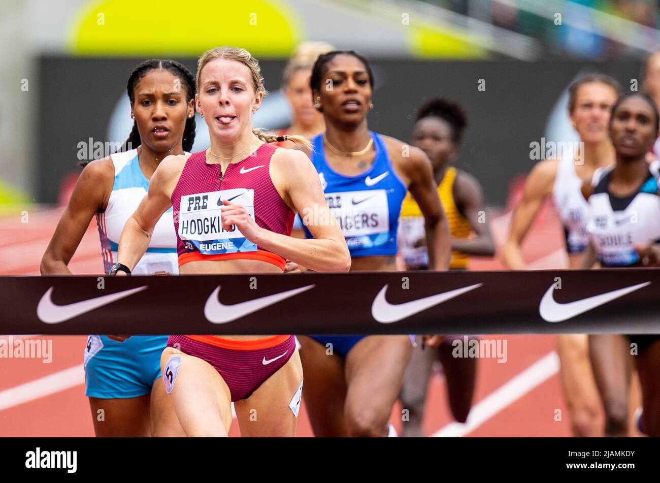 May 28, 2022 Eugene OR USA Keely Hodgkinson wins the 800 meters race ...