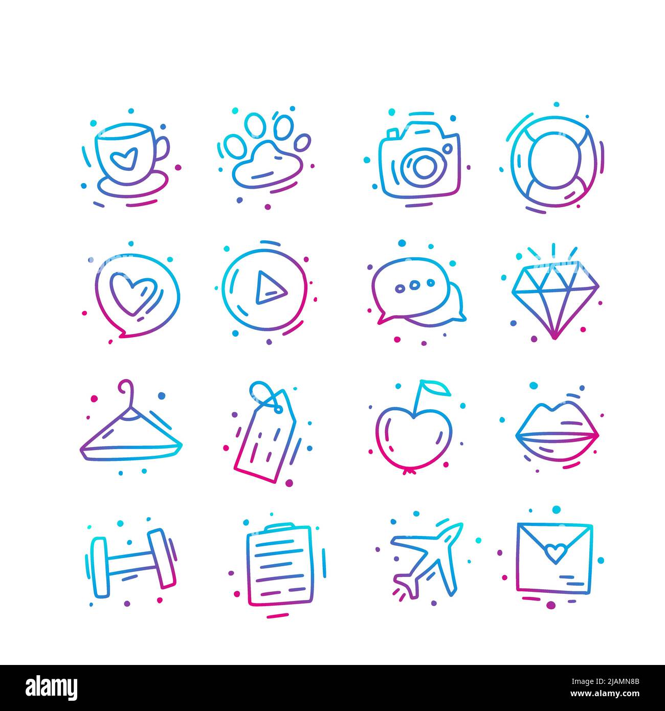 Cute vector gradient line shop business icon set. Vector illustration ...