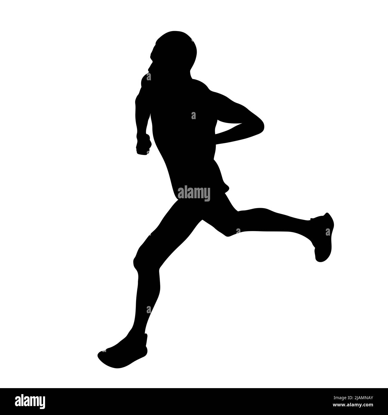 black silhouette male athlete running marathon Stock Photo - Alamy