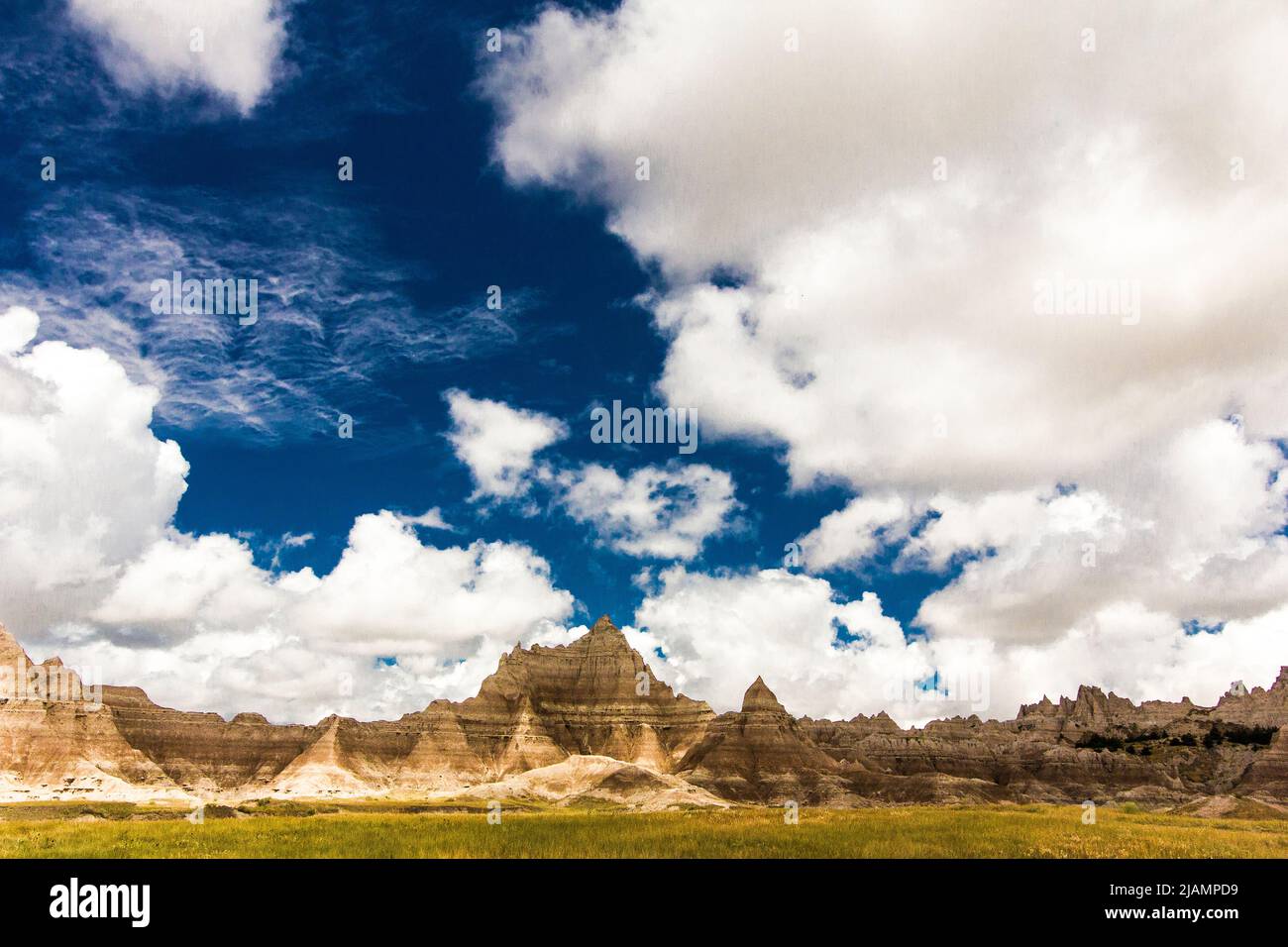 Badlands National Park during a sunny summer day, South Dakota Stock ...