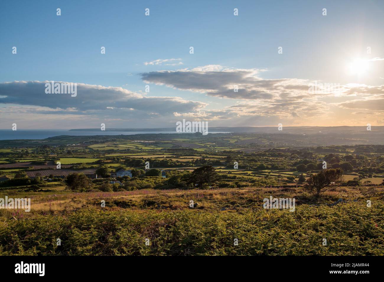 Views from Tregonning Hill in West Cornwall, England. Images taken just ...