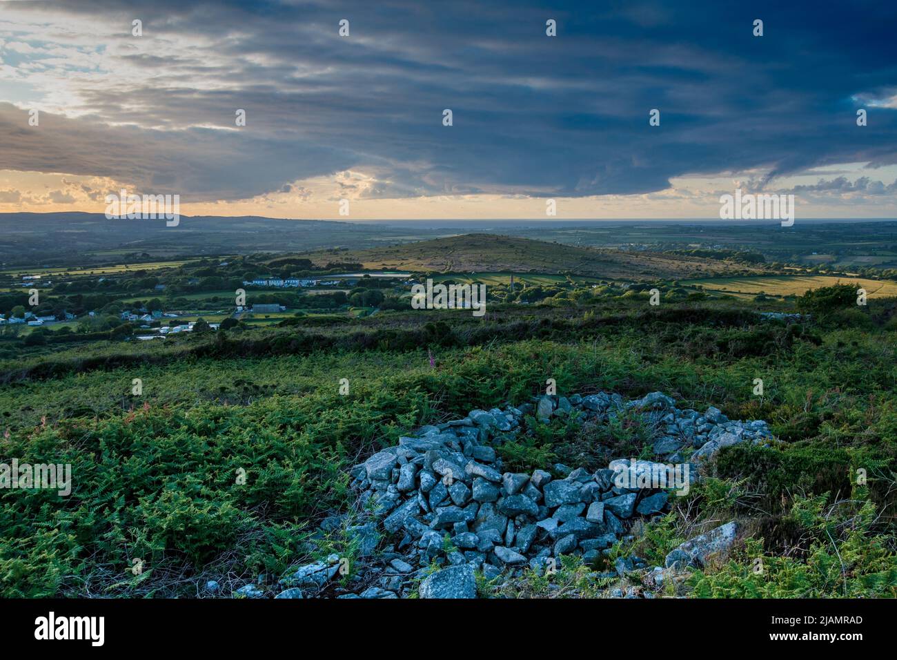 Views from Tregonning Hill in West Cornwall, England. Images taken just ...