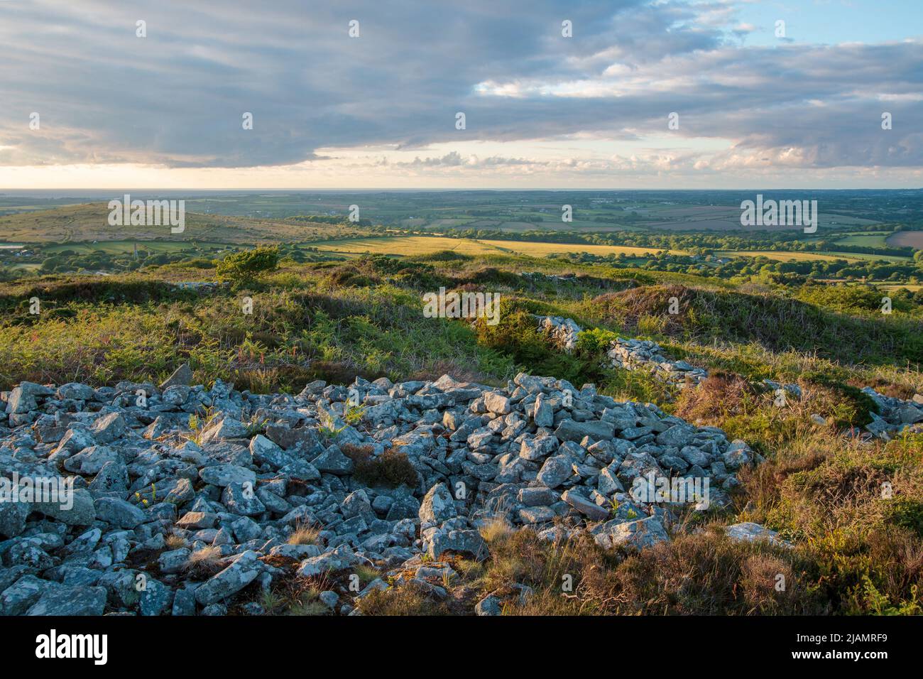 Views from Tregonning Hill in West Cornwall, England. Images taken just ...