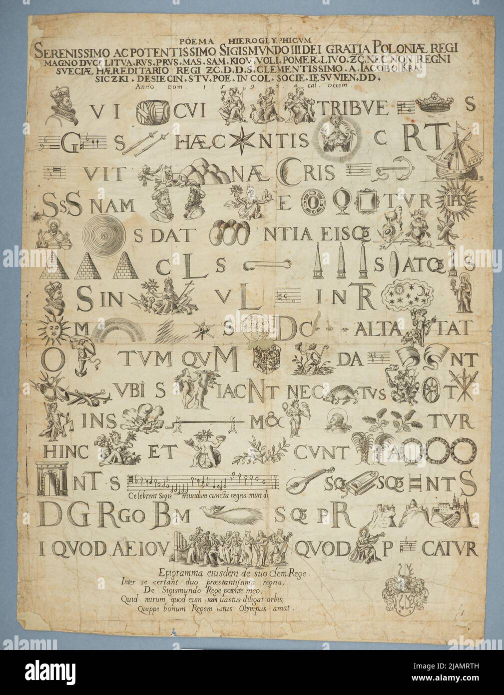 Latin rebus composed by James Krasicki in honour of King Sigismund III ...