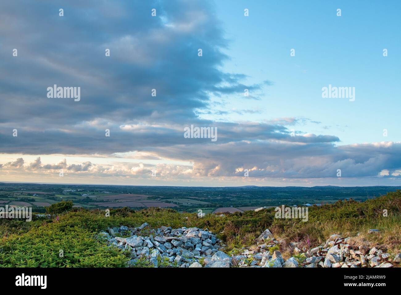 Views from Tregonning Hill in West Cornwall, England. Images taken just ...