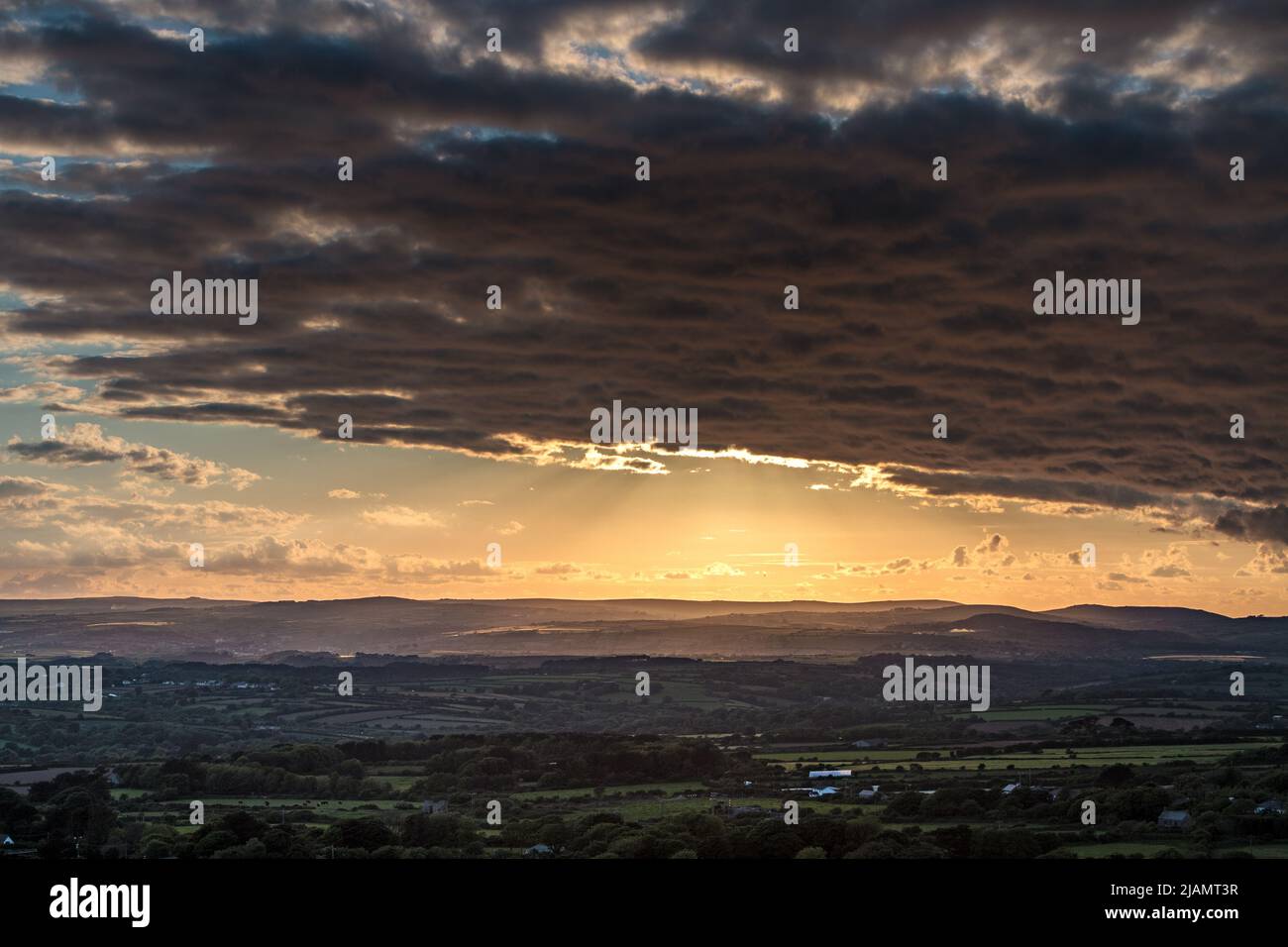 Views from Tregonning Hill in West Cornwall, England. Images taken just ...