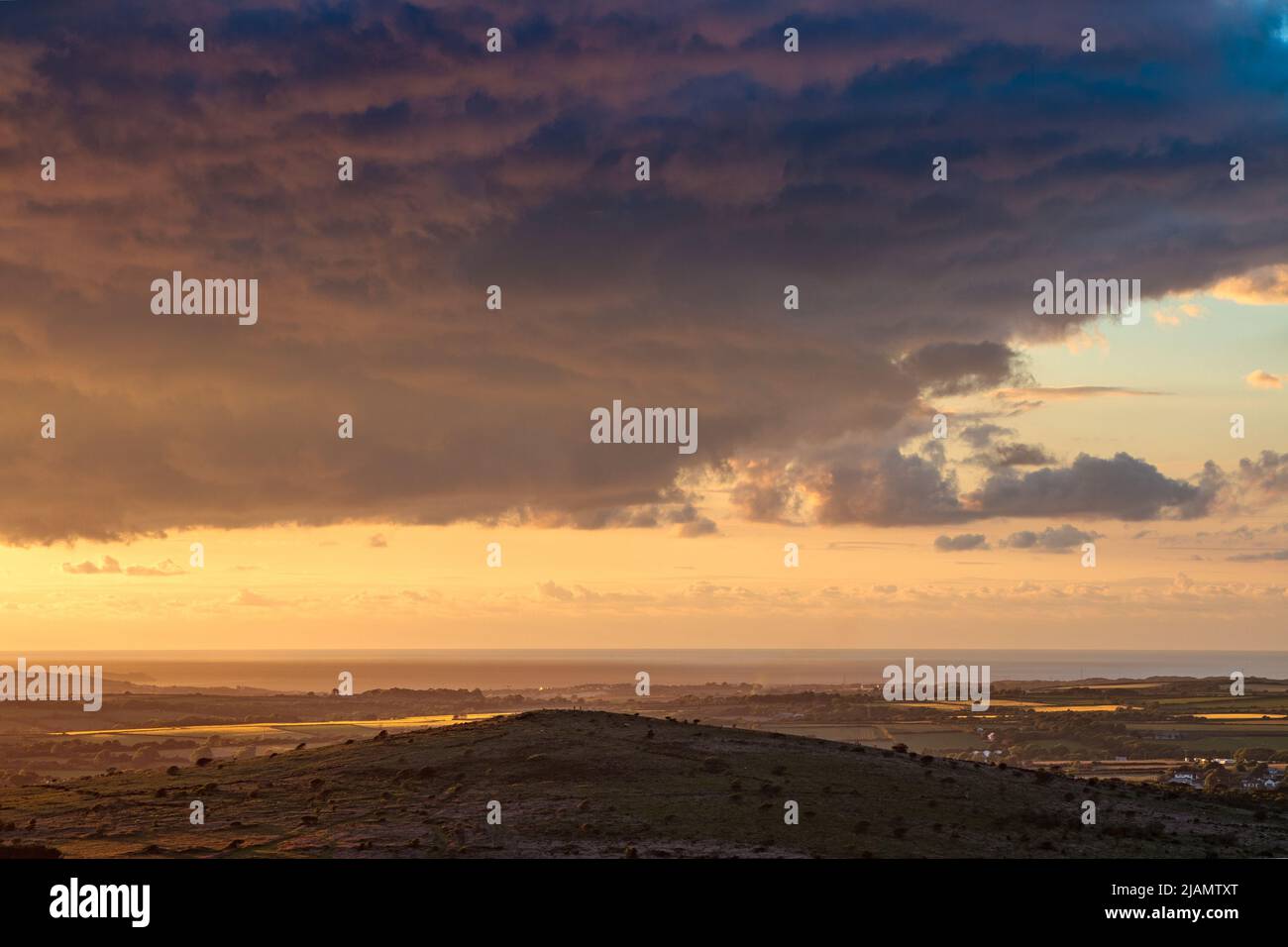 Views from Tregonning Hill in West Cornwall, England. Images taken just ...