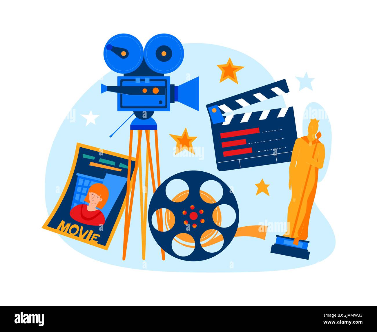 Film industry and cinema - modern colored vector poster Stock Vector ...