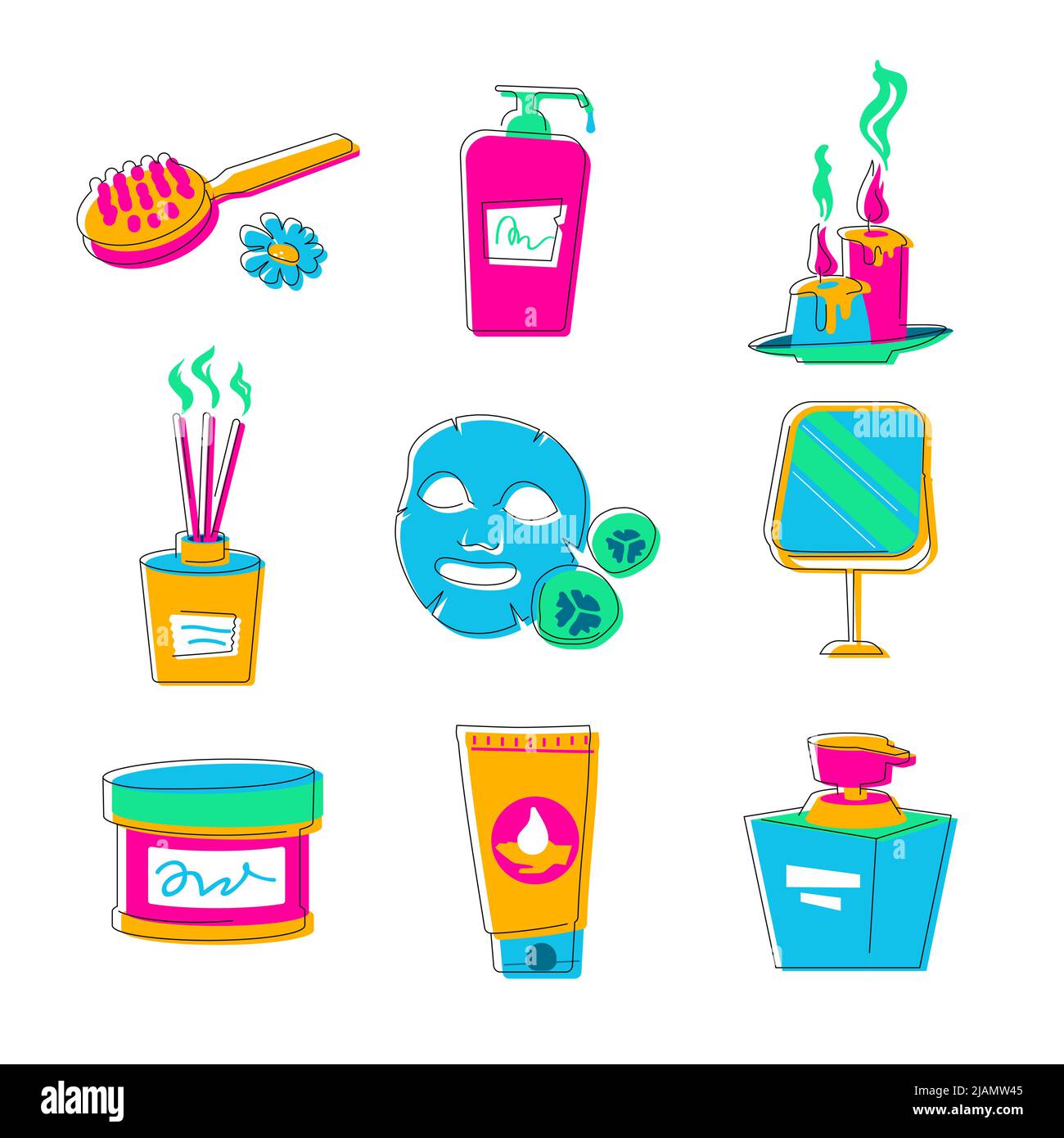 Personal care products - flat design style icons set Stock Vector Image ...