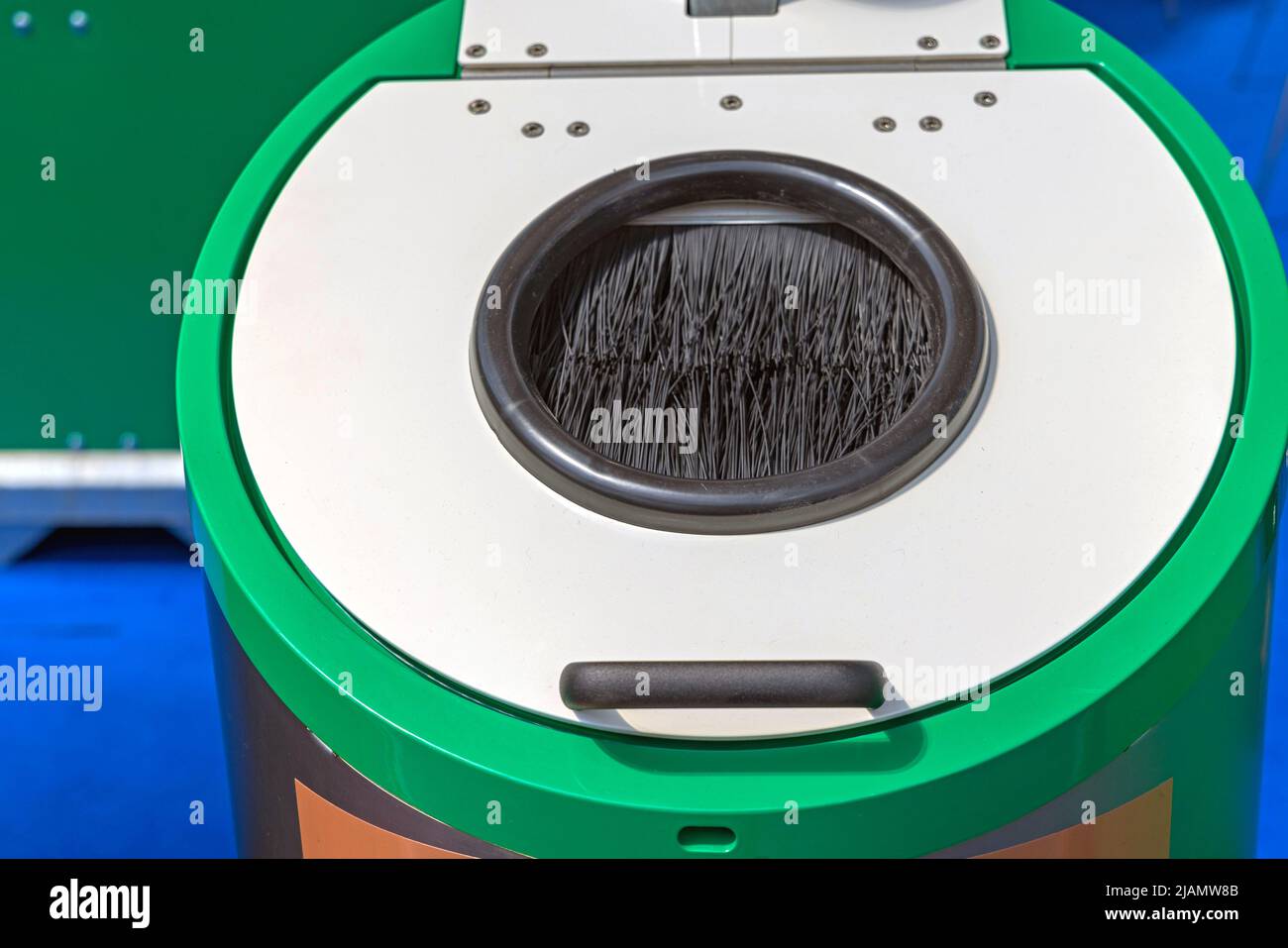 Recycling Glass Bottles Aperture Opening With Brush in Lid Stock Photo ...
