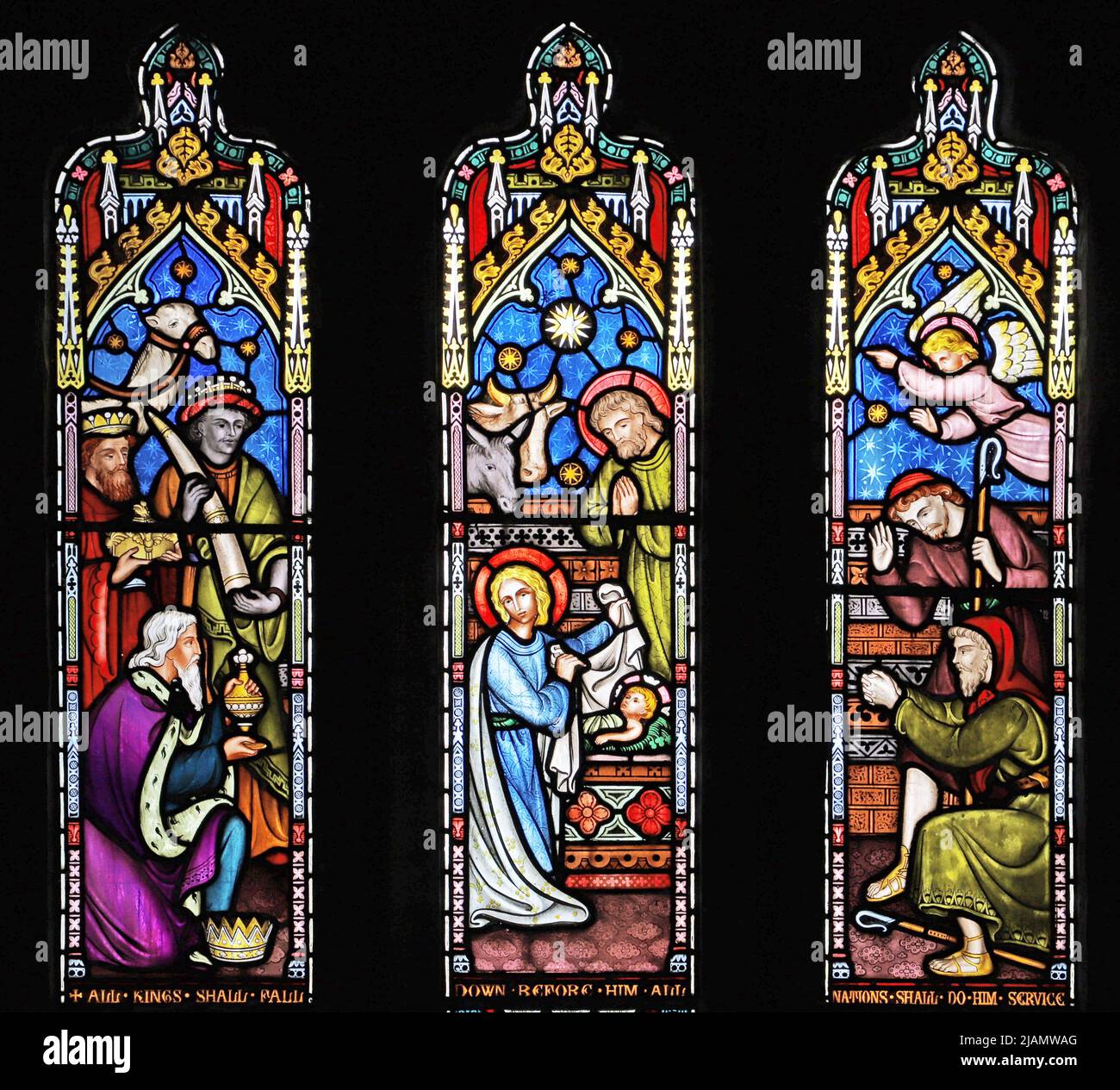 A stained glass window by Frederick Preedy depicting Adoration of the ...