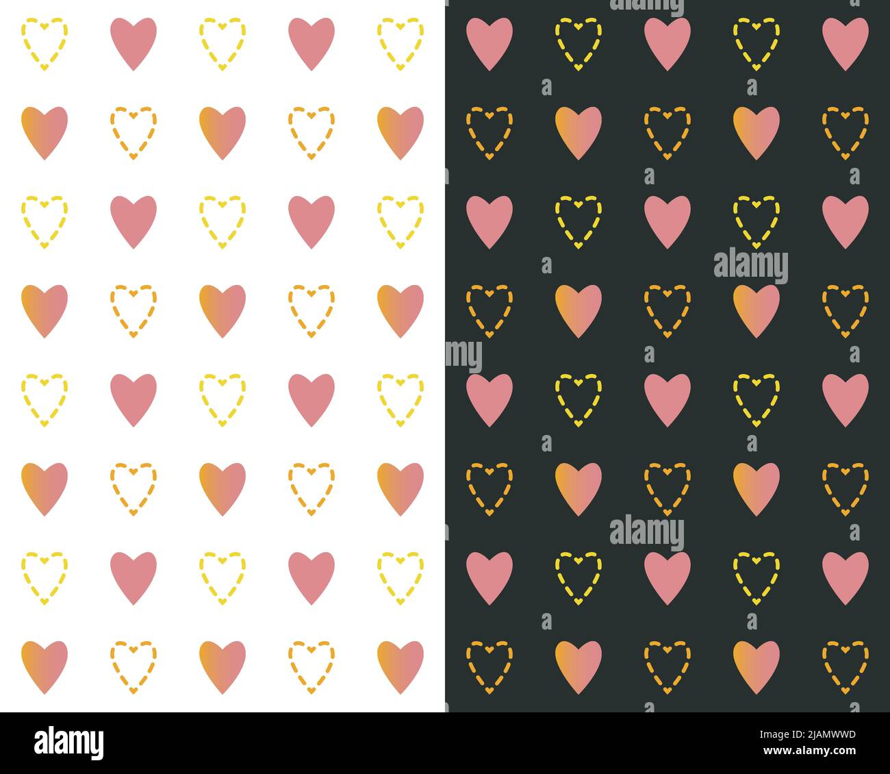 Heart symbols, festive seamless pattern. Geometrical grid ornament ...