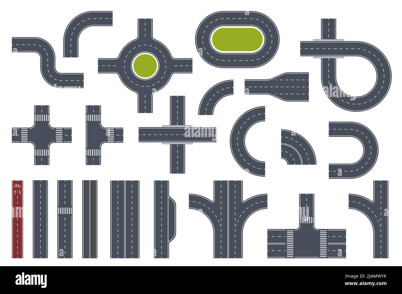 Road toolkit elements. Transport paths constructor. Various ...