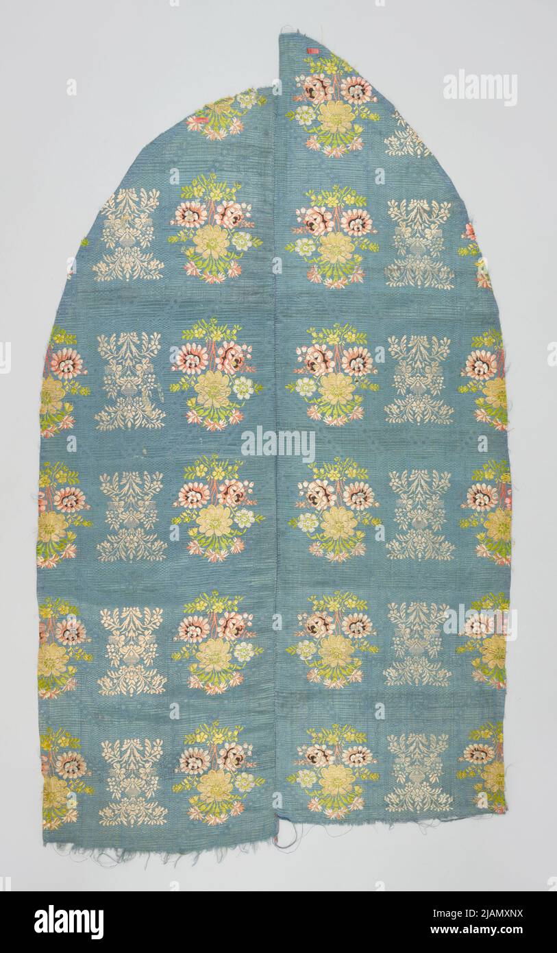 Fragment of silk fabric two types of flower patterns in a row ...