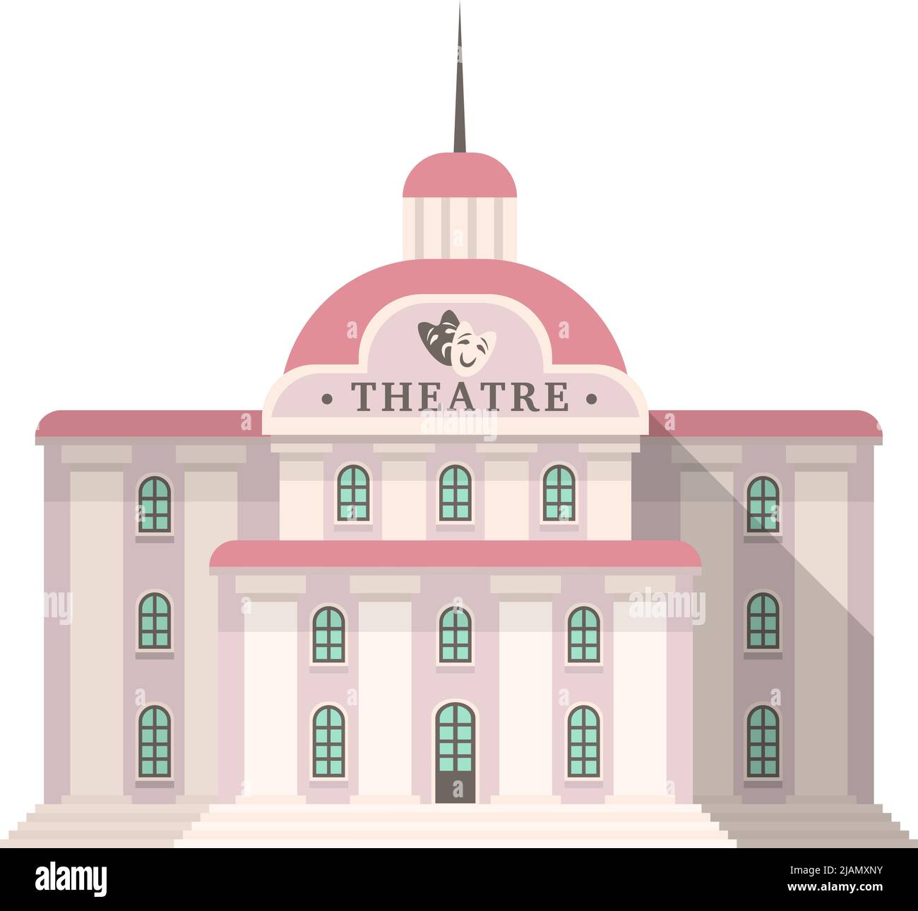 Theatre icon. City architecture facade. Building exterior Stock Vector ...