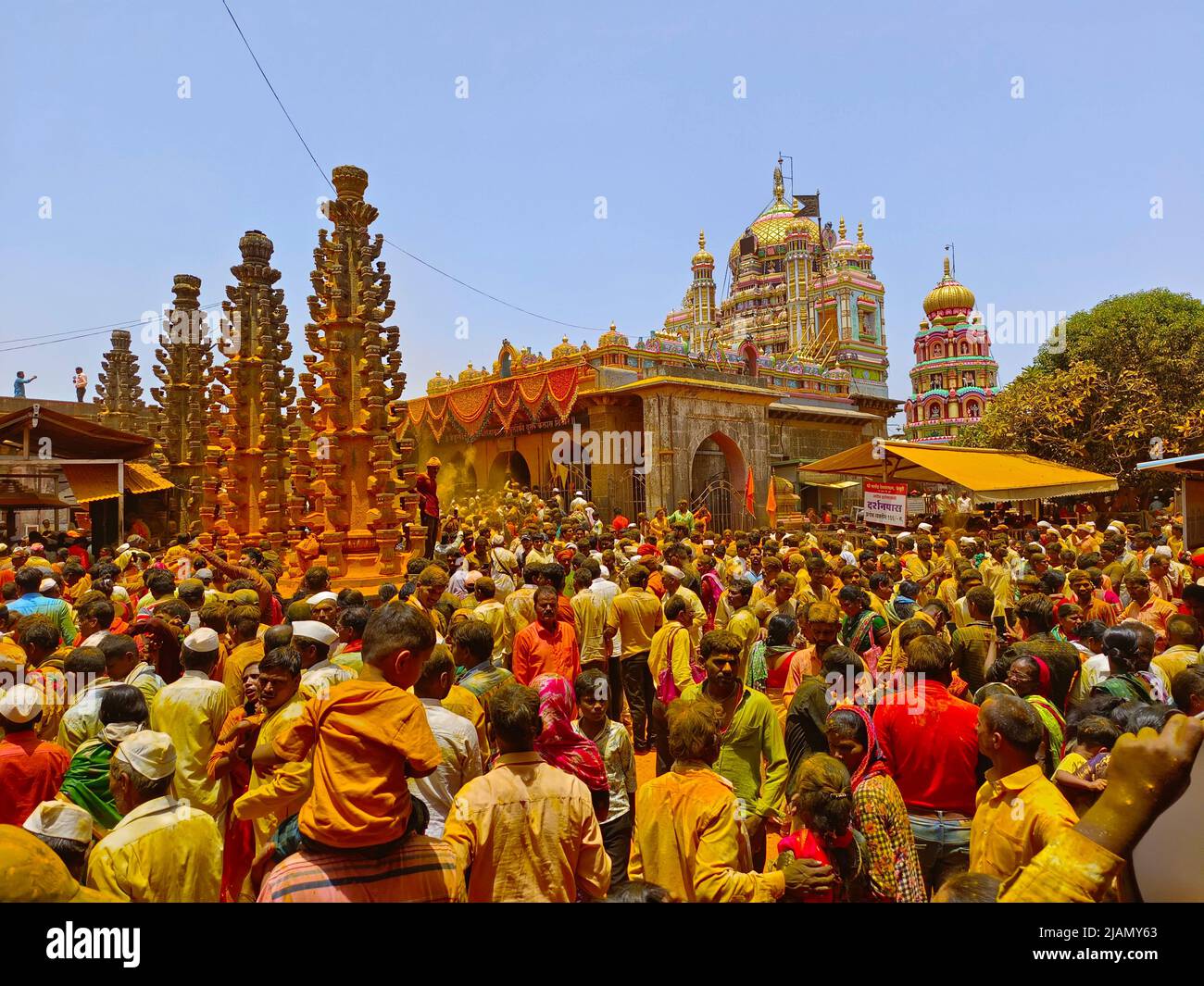 Jejuri, Maharashtra, India- May 29, 2022, Hindu devotees gather to ...