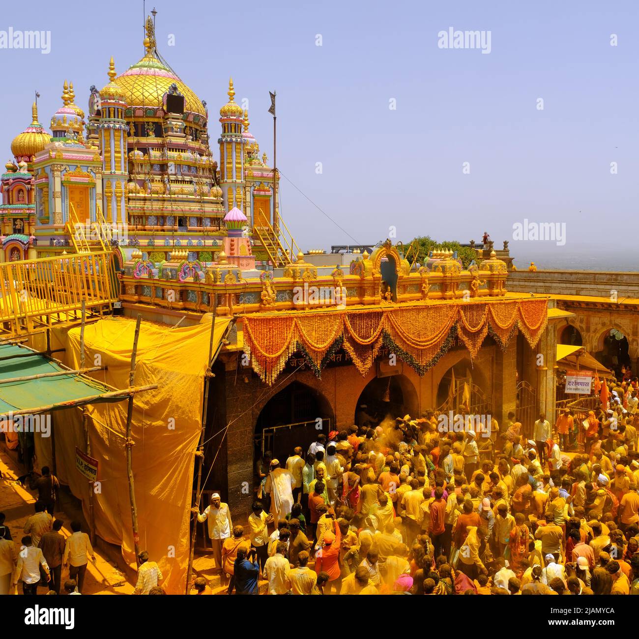 Jejuri, Maharashtra, India- May 29, 2022, Hindu devotees gather to ...