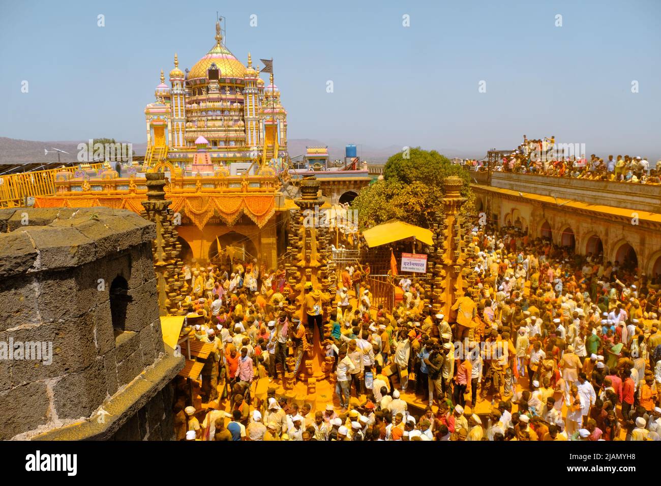Jejuri, Maharashtra, India- May 29, 2022, Hindu devotees gather to ...