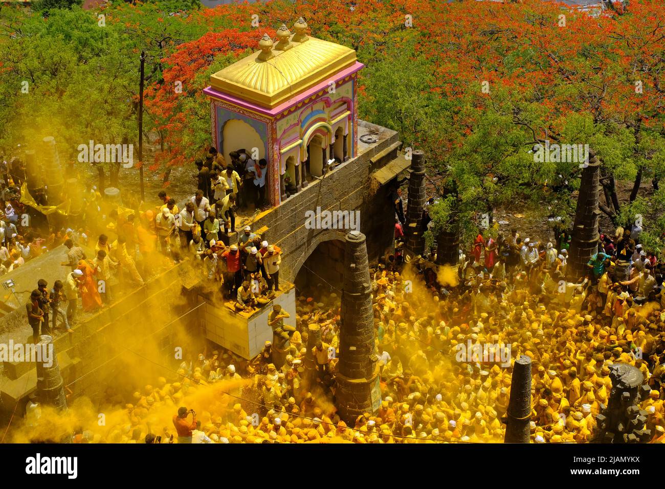 Jejuri, Maharashtra, India- May 29, 2022, Hindu devotees gather to ...