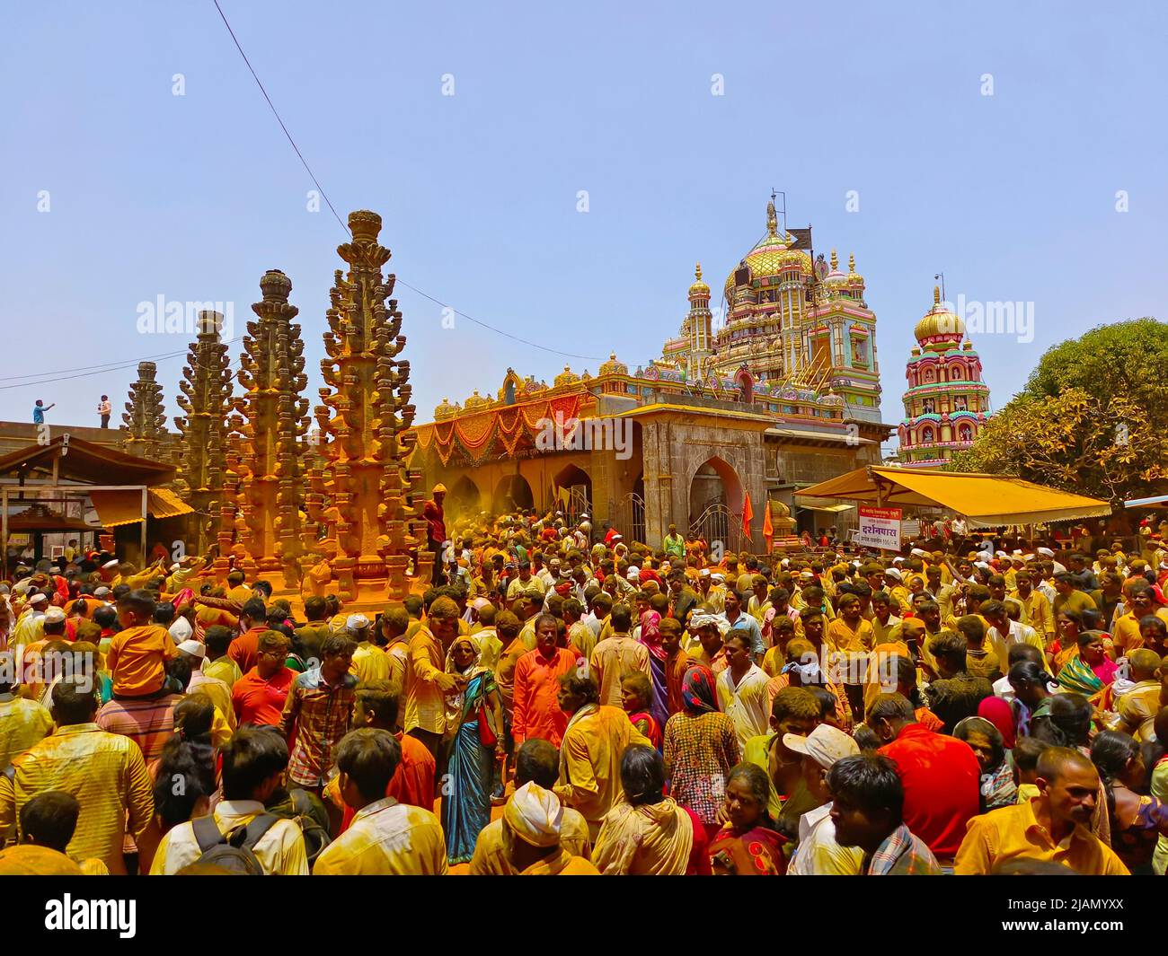 Jejuri, Maharashtra, India- May 29, 2022, Hindu devotees gather to ...