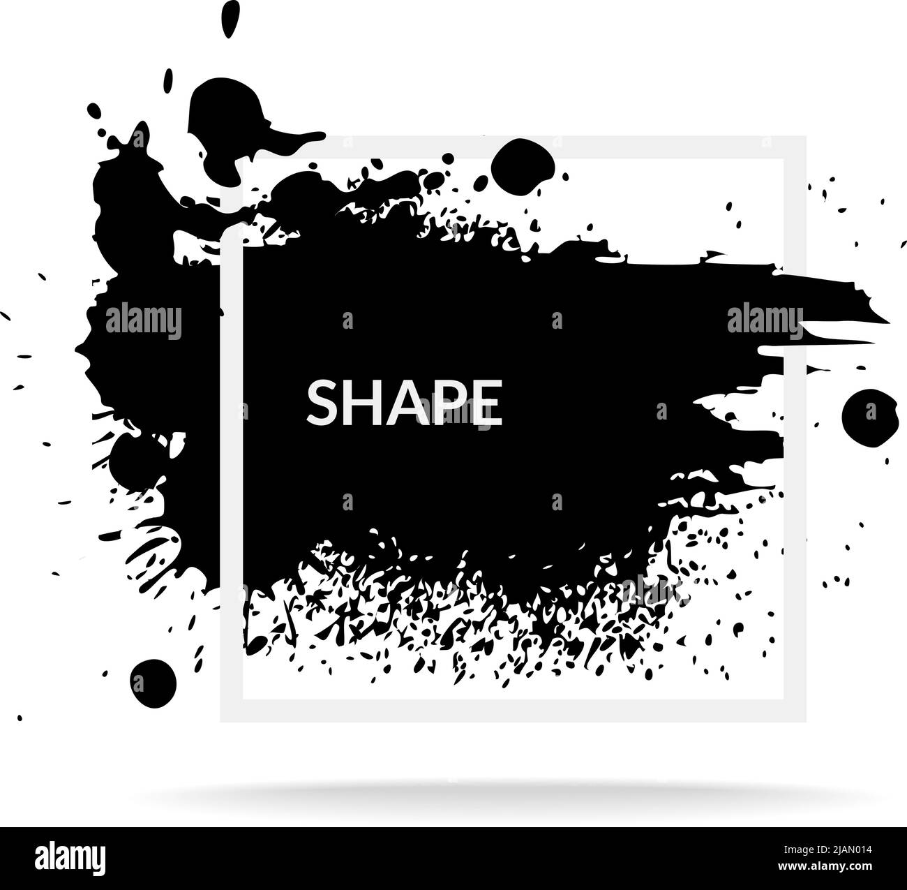 Paint splatter frame. Ink blot. Grunge inked black splashes and stains ...