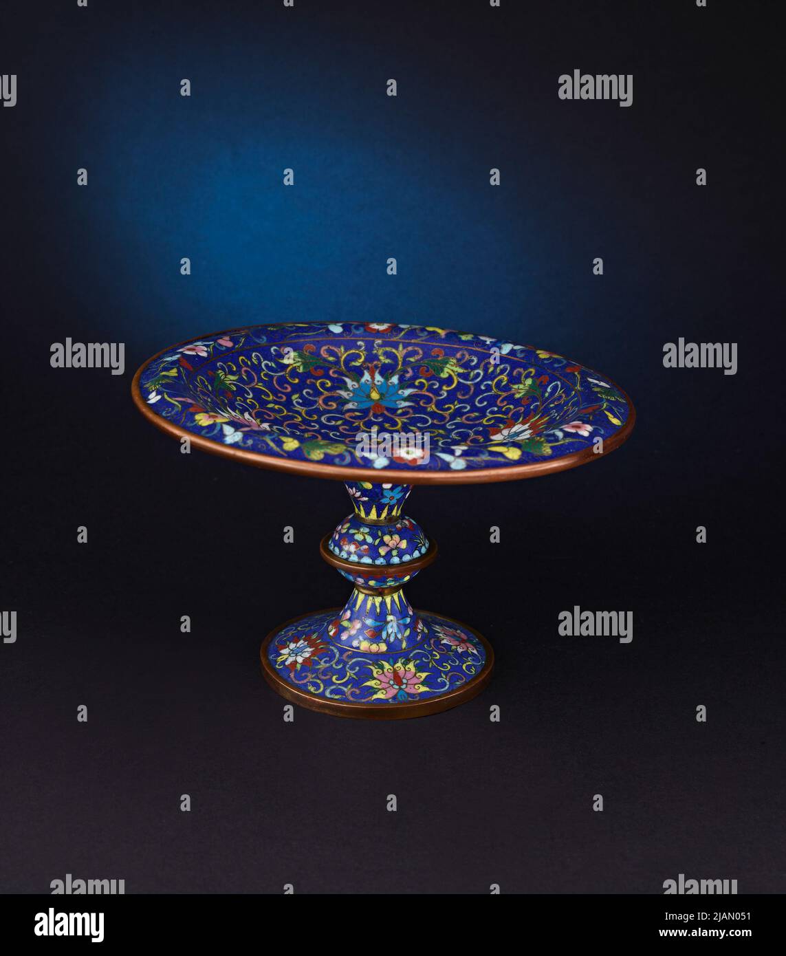 Patera colourful lotus flowers and plant flagellum on a blue background ...