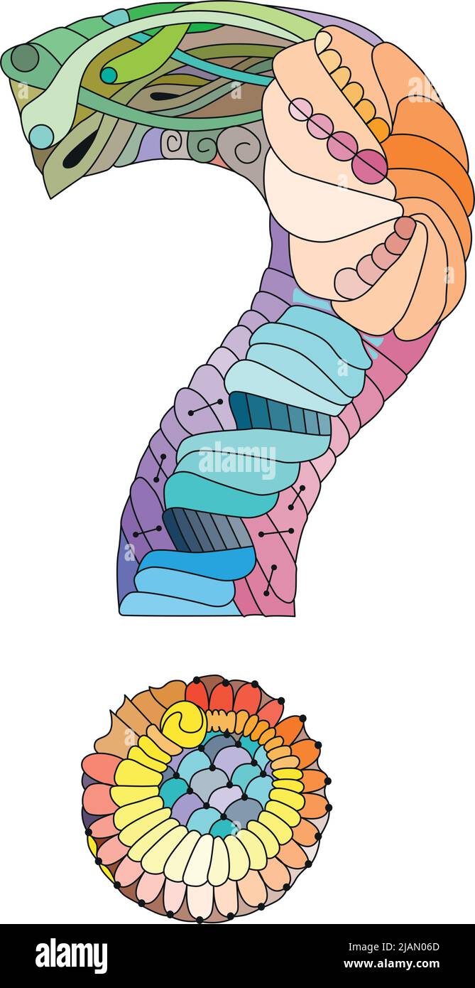 Zentangle stylized alphabet - Question Mark. Vector illustration ...