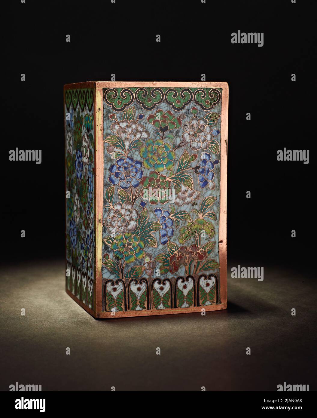 Cuboid shaped container with a floral motif unknown Stock Photo - Alamy