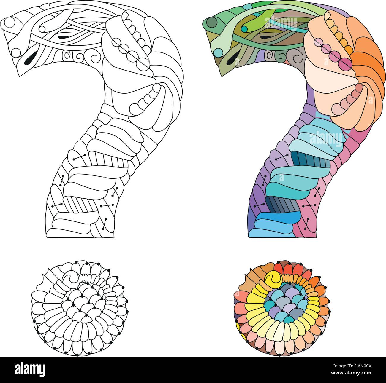 Zentangle stylized alphabet - Question Mark for coloring. Vector ...